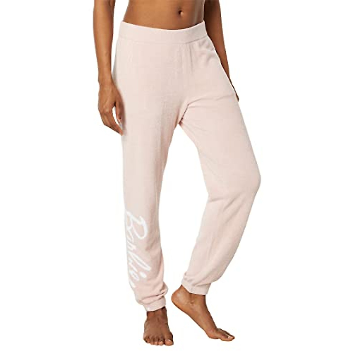 Barefoot Dreams CozyChic Ultra Lite Women's Barbie Sweatpants, Dusty Rose-White, Size Large