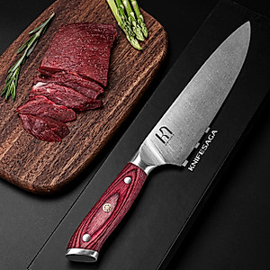 KnifeSaga Japanese Chef Knife Professional 8 Inch, Next Generation High Carbon Stainless Steel Razor Sharp Kitchen Cooking Knife, High-End Gift for Pro Chefs, Luxury Box, Full Tang Handle