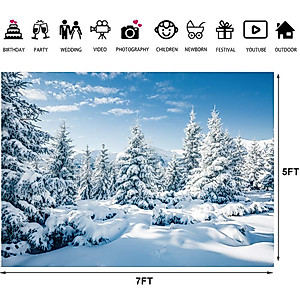 LTLYH 7x5ft Christmas Backdrops for Photography Winter Scene Backdrop Winter Landscape Forest Ice and Snow World Theme Backdrop 106