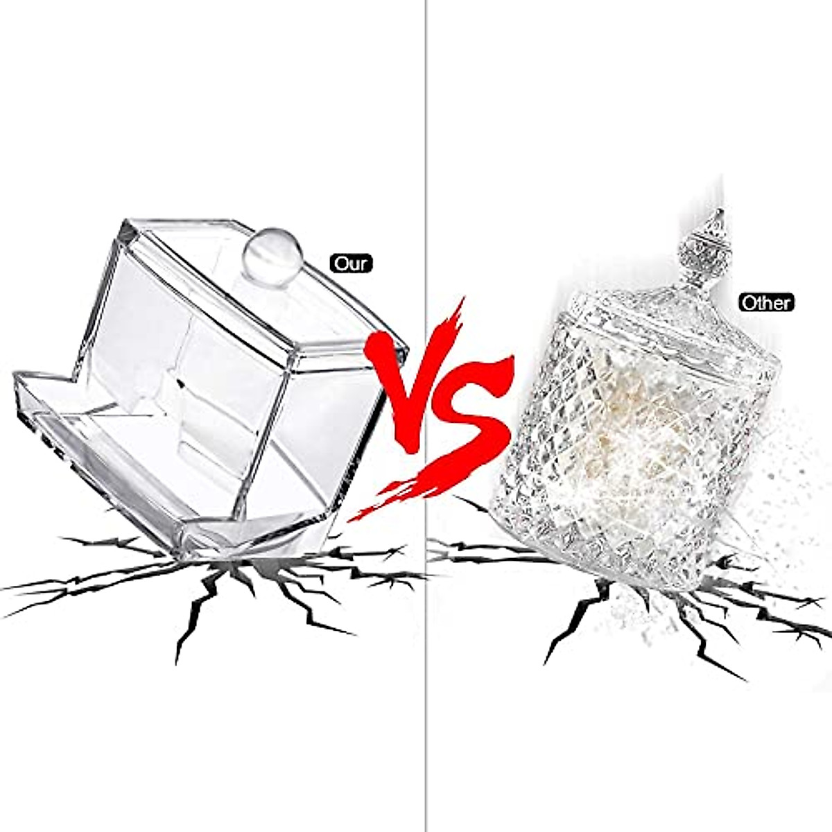 Tbestmax 7 OZ Cotton Swab Pads Holder, Qtip Cotton Buds Ball Dispenser, Bathroom Containers Canister Organizer, Clear Apothecary Jar for Storage 1 Pcs