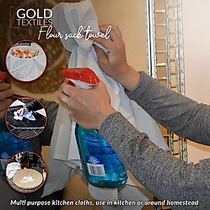 GOLD TEXTILES White Flour Sack Towels (24 Pack - 28x28) 100% Cotton Kitchen Towels – Multipurpose, Soft & Absorbent, Quick Dry with Easy Care
