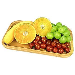 Bamboo Rectangle Serving & Vanity Tray,Decorative Serving Trays Platter for Breakfast in Bed, Lunch, Dinner, Appetizers, Patio, Ottoman, Coffee Table, BBQ, Party