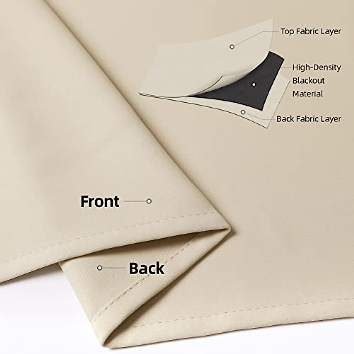 CUCRAF Blackout Curtains for Bedroom - Light Blocking Room Darkening Curtains & Drapes Grommet for Living Room/Nursery,Set of 2 Curtain Panels,52 x 95 Inches,Light Beige