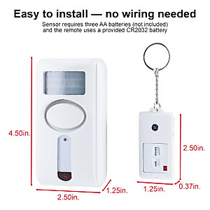 GE Personal Security Motion Sensing Alarm with Keychain Remote, 120dB Siren, Easy to Use, Easy to Install, No Wiring, Home Protection, 51207,black