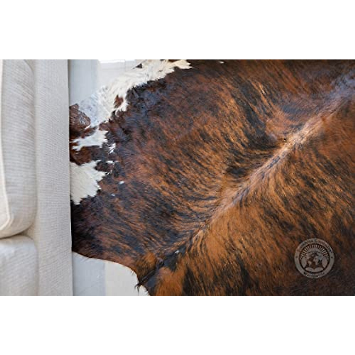 Genuine Dark Brindle Tricolor Cowhide Rug Size 6 x 6-7 ft. 180 x 210 cm