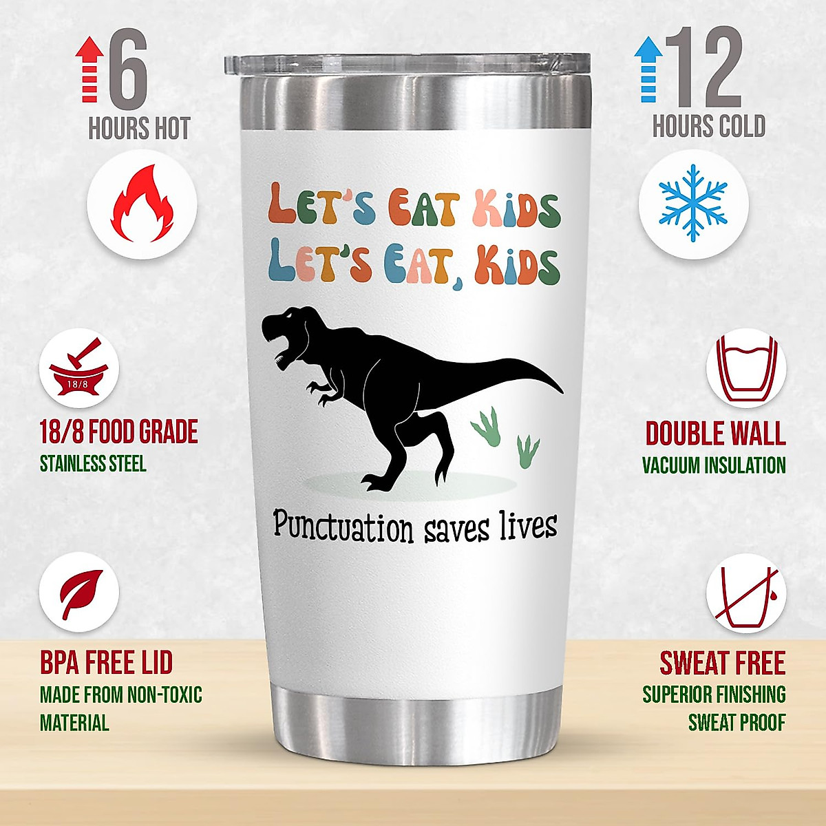 OASSIE Teacher Appreciation Gifts for Women - Saurus Kids 20 oz Stainless Steel Tumbler - Teacher Day Graduation Back To School Thank You End Of The Year Birthday Gifts for Women Coworkers