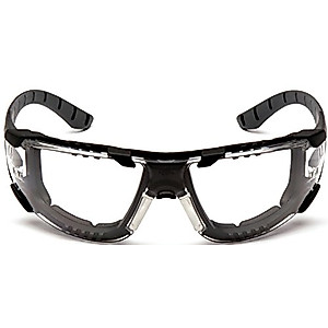 Pyramex Endeavor Plus Safety Glass Black/Gray Frame With Foam Padding Clear H2MAX Anti-fog Lens