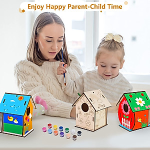 4 Pack DIY Bird House Kit, Halloween Wooden Doodle Birdhouses Set,Paint Wooden Arts,Bird House Building Kit for Boys Toddler Children Ages 4-6 6-8 8-12, Birthday Gifts,Easter Craft,Toys for Girls