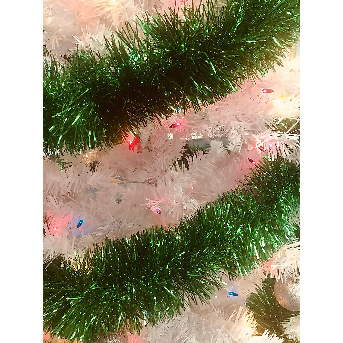 Tinsel Garland 25 ft, Perfect for Memorial Day, 4th of July, Christmas, New Year's Eve Celebration, Wedding, Birthdays, Festivities, Special Events, Decorative Accents-1 Green, 25ft Long