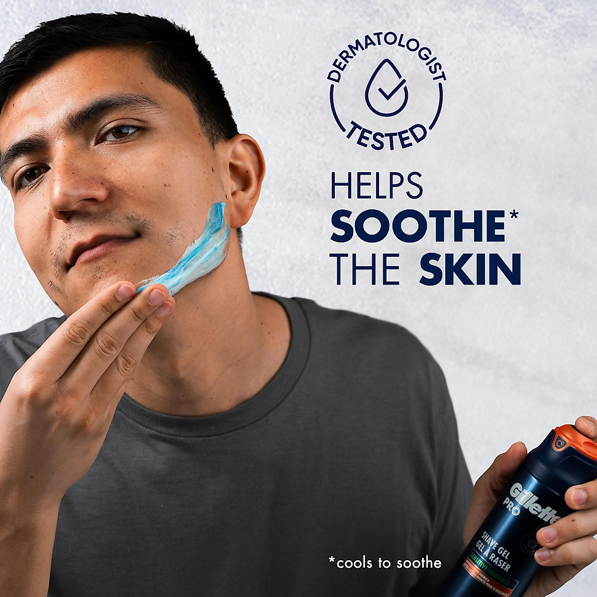 Gillette PRO Shaving Gel For Men Cools To Soothe Skin And Hydrates Facial Hair, 7oz, ProGlide Sensitive 2 in 1 Shave Gel