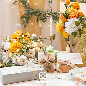 Vitalizart Orange Chiffon Ribbon Silk Like 1 1/2 Inch Printed Frayed Ribbon for Gift Wrapping Wedding Invitations Flower Bouquets Bridal Shower 21 Yard