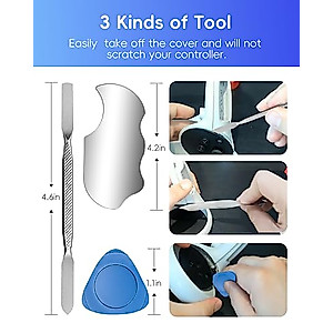 Replacement Thumbsticks for Meta Quest 2 Controller, AOLION Oculus Quest 2 Replacement Parts with 2 Intelligent Sensing Thumbsticks, 4 Thumb Grips