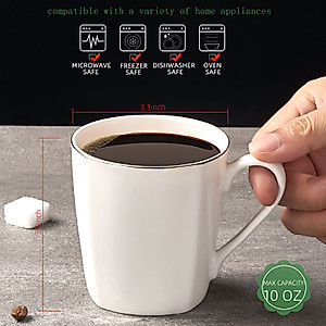 Bone China Coffee Mugs, 10oz Espresso Cups, Lightweight Porcelain White Coffee Mugs, Ceramic Tea Cups Set of 6, Dishwasher & Microwave safe