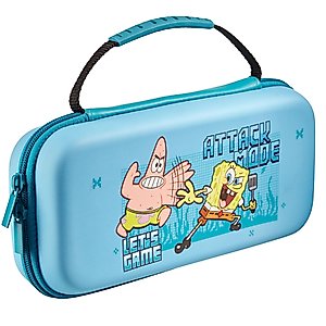 Numskull Spongebob Squarepants Attack Mode Hard Shell Travel Case for Nintendo Switch and OLED Model Console - Fits 10 Games and Switch Accessories