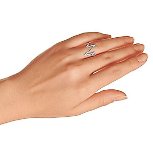 Geometric Midi Knuckle 1MM Band Stackable Chevron Lightening Bolt Heartbeat V Ring .925 Sterling Silver