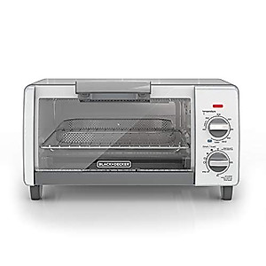 BLACK+DECKER 1150 Watts Crisp N Bake Countertop Small Air Fryer 4 Slice Toaster Pizza Oven Broiler with Timer and 5 Heat Functions, Gray