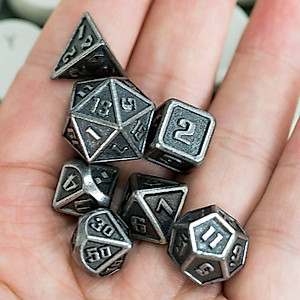UDIXI Mini Dice DND Metal Dice Set, 10mm Tiny Small Metal D&D Polyhedral Dice Set for Dungeons and Dragons Role Playing Games (Silver)