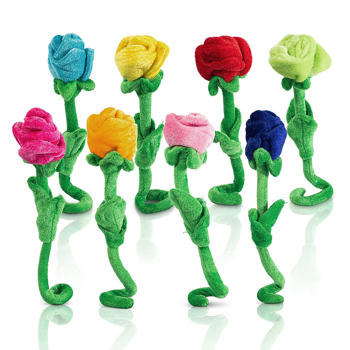 T play Rose Flower Plush Kids : Bendable Stem Stuffed Toy - Soft Felt Bendy Bouquet Set