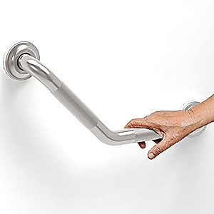 AquaChase 1-1/4 x 16inch Angled Grab Bar for Stud Mount with Knurled Grip, Bathroom Mobility Aid, ADA Compliant Heavy Duty 500lbs Support, Rustproof Stainless Steel (Brushed Nickel)