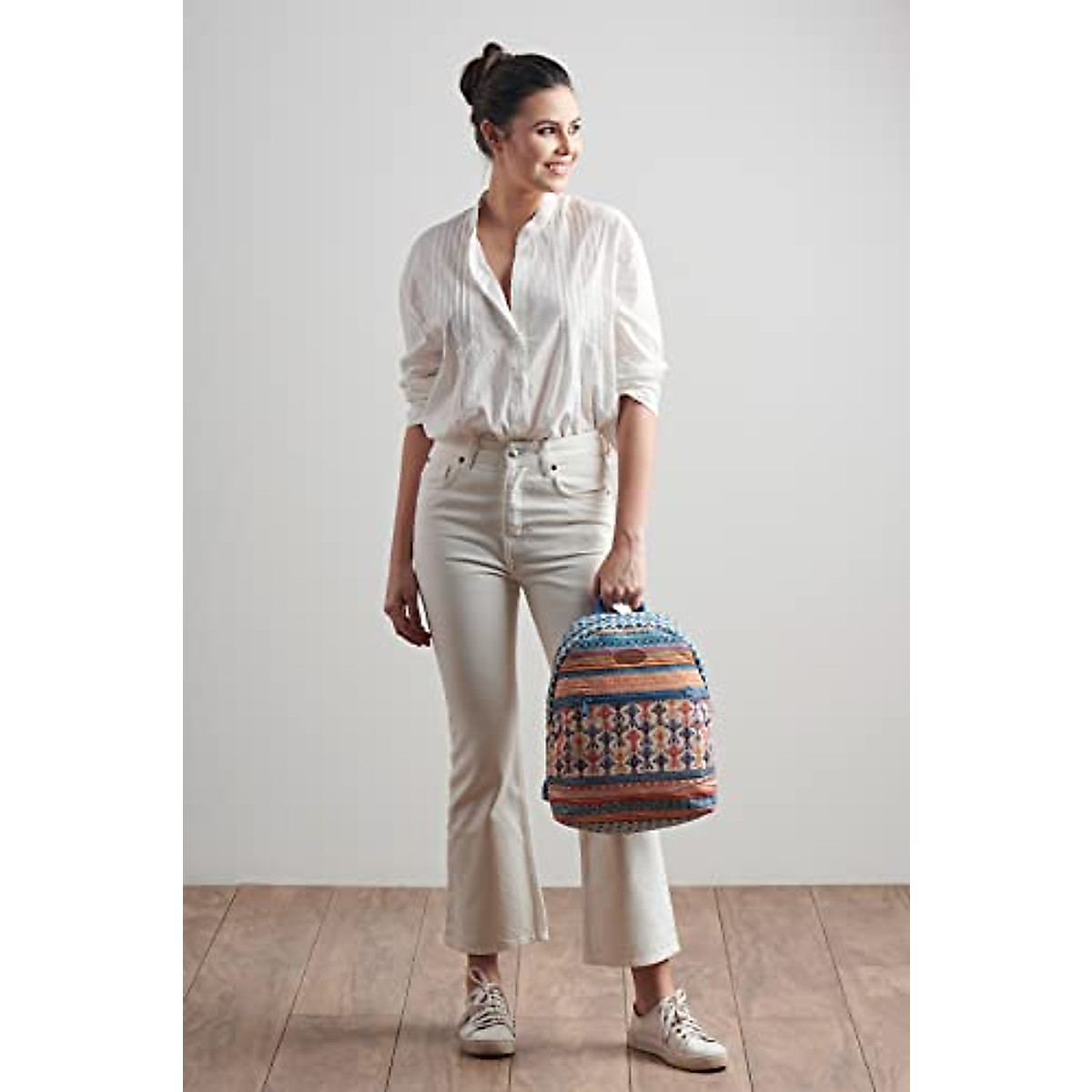 Maison d' Hermine Backpack Cotton Shoulder Backpack with Small Pouch Lightweight Bag for Travel Work Beach Perfect for Women & Men (Ikat - Ikatan)