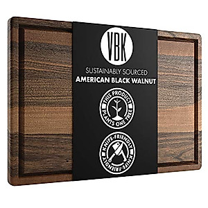 Made in USA Walnut Wood Cutting Board by Virginia Boys Kitchens - Butcher Block made from Sustainable Hardwood (17x11)