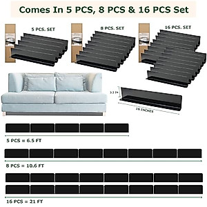 ECOHomes Under Couch Toy Blocker (Black, 8 Pcs, 16” Length x 3.2” Tall) - Couch Guards for Under Couch Prevent Toys from Going Under Furniture | Under Sofa Blocker and Under Bed Blocker for Cats