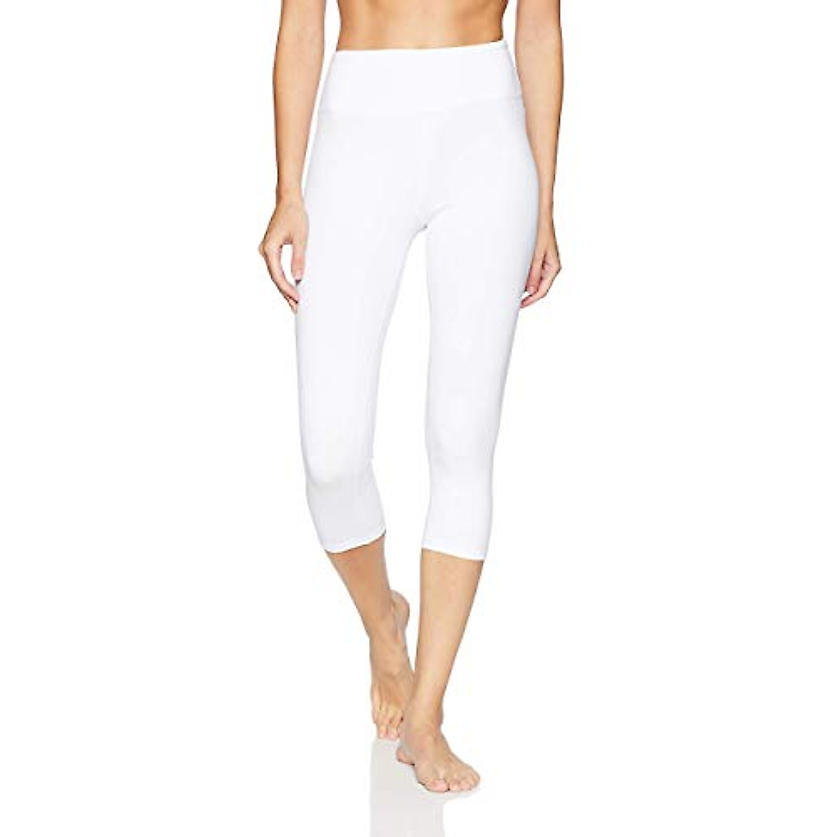 Splendor flying Women's Yoga Capri Legging Inner Pocket Non See-Through Fabric Leggings, Sfv074 White, X-Large