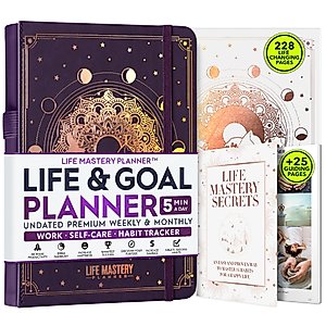 Life Mastery Planner - A 12 Month Journey to Crush Your Goals, Increase Productivity, Passion, Success & Happiness - Weekly & Monthly Life Planner, Habit-Tracker, Gratitude Journal & Organizer, A5