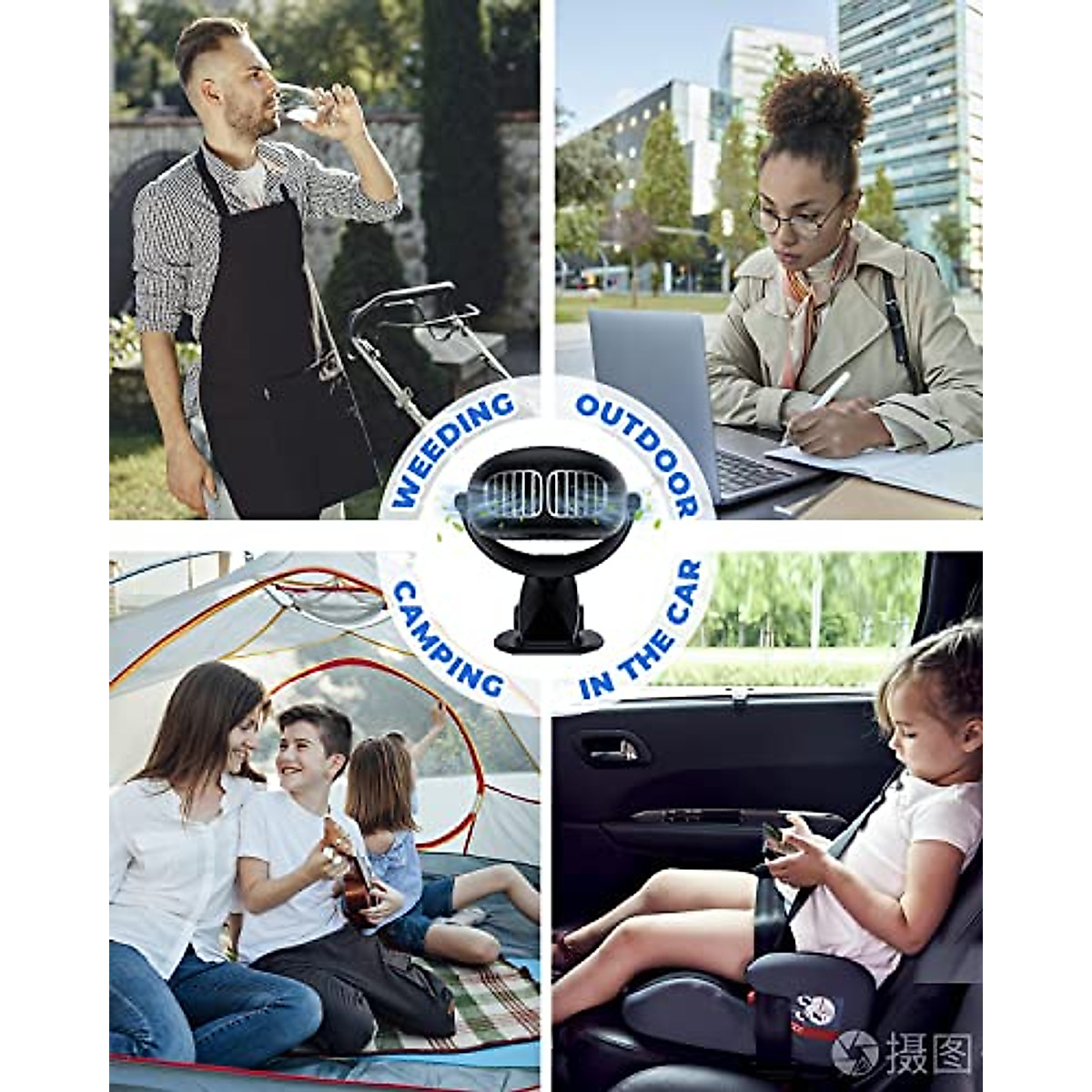 Kaylocheer Clip On Fan, Baby Stroller Fan, 4000mAh, 360° Rotation, Cool & Quiet, 3 Speeds, USB Charging, Convenient Travel Tool.(natural black)