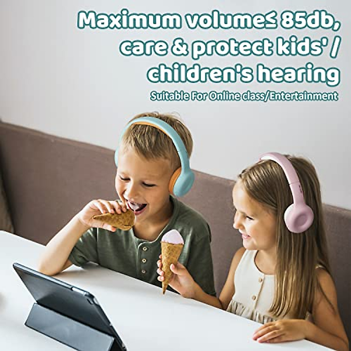 KO-STAR Kids Headphones, Wireless Bluetooth Headphones for Toddlers, 3.5mm Audio Green Headphones with Microphone, Foldable Noise Canceling Headphones for School/ipad/Kindle/Tablet/PC(Limited 85dB)