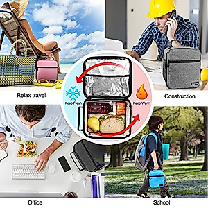 Hap Tim Lunchbox for Adult, Insulated Lunch Bag for Women, Reusable Lunch Box, Spacious Lunchbag, Pink (18654-PK)