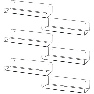 Sooyee 6 Pack Floating Shelves,15 Inch Acrylic Shelves Floating Bookshelf,Funko Pop Display Shelf, Invisible Picture Ledge Wall Mounted Shelves,Clear Shelves
