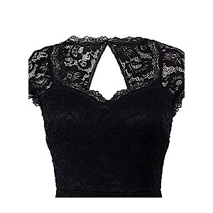 VFSHOW Womens Black Floral Lace Sweetheart Neckline Keyhole Back High Split Formal Evening Wedding Prom Party Maxi Long Dress 3780 BLK BLK XL