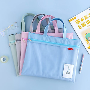 Pendancy Mesh Zipper Pouch 11x13.7 in, Large Double Pocket Waterproof File Bag with Handle, A4 Size Foldable Document Storage for Puzzle Project/Cross Stitch/Travel/Office（Gray）