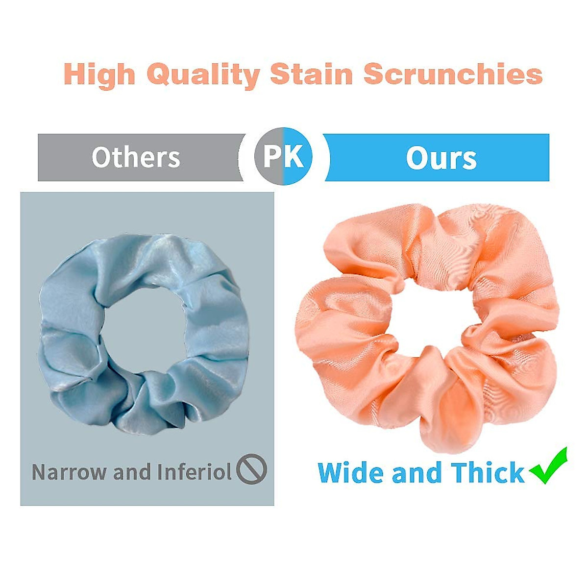 50 Satin Hair Scrunchies in Multiple Colors - Silk Accessories for Curly Hair, Teens and Girls - With Gift Bag
