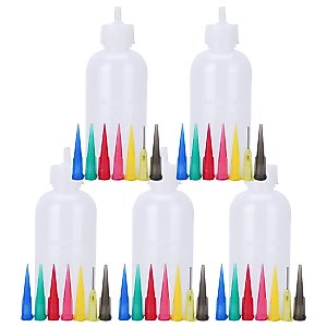 Zaldita Plastic Condiment Jam Painting Squeeze Bottles with Nozzles DIY Craft Cake Decorating Baking Tools for Frosting Syrup Honey Ketchup Mustard Sauce Clear 5Pcs/Set