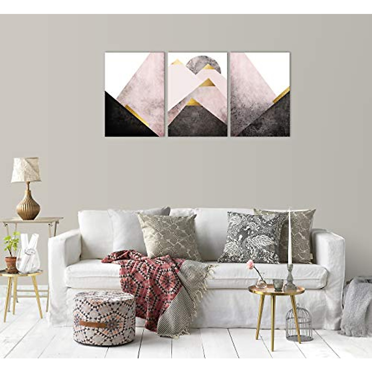 Pink Black and White Modern Abstract Canvas Painting Prints Pictures Artwork Home Decor For Kitchen Living Room Dining Room