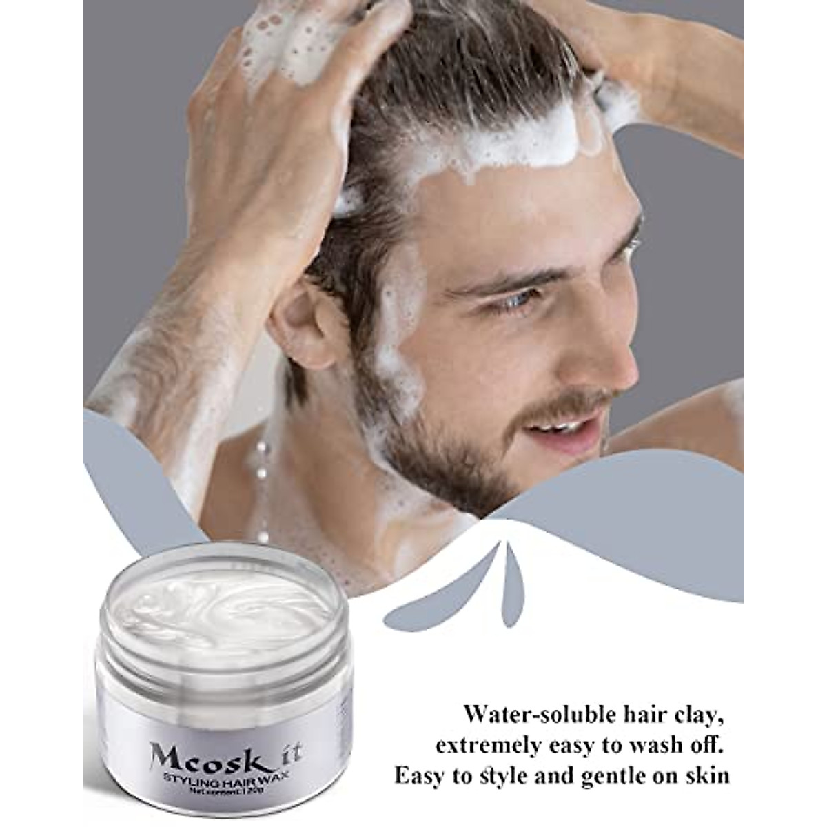 MCOSKIT Hair-Color-Wax for Men & Women, Natural Washable Temporary Hair Dye Clay Pomades & Instant Styling Creams, Fun Hair Mud for Cosplay, Halloween, Party. 4.23oz/White