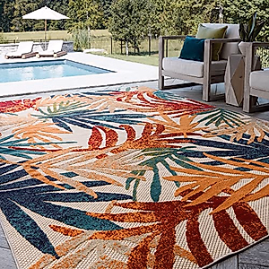 Large Jute Water Resistant Indoor Outdoor Rug 8x10 - Modern Outdoor Rugs for Patio, Entryway, Deck, Porch, Camping, RV - Outside Area Rug