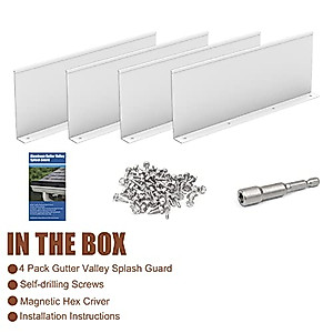 BJADE'S Gutter Valley Splash Guard,6 Pcs Aluminum Roof Valley Splash Shield Gutter Guard.for Straight,Flat Roofs,Corner,10 inch Each