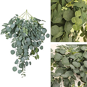 MOOVGTP Eucalyptus Swags, 31.5inch Artificial Hanging Eucalyptus Plants Green Eucalyptus Garland Eucalyptus Teardrop Swag Front Door Eucalyptus Flower for Home Garden Wedding Decoration