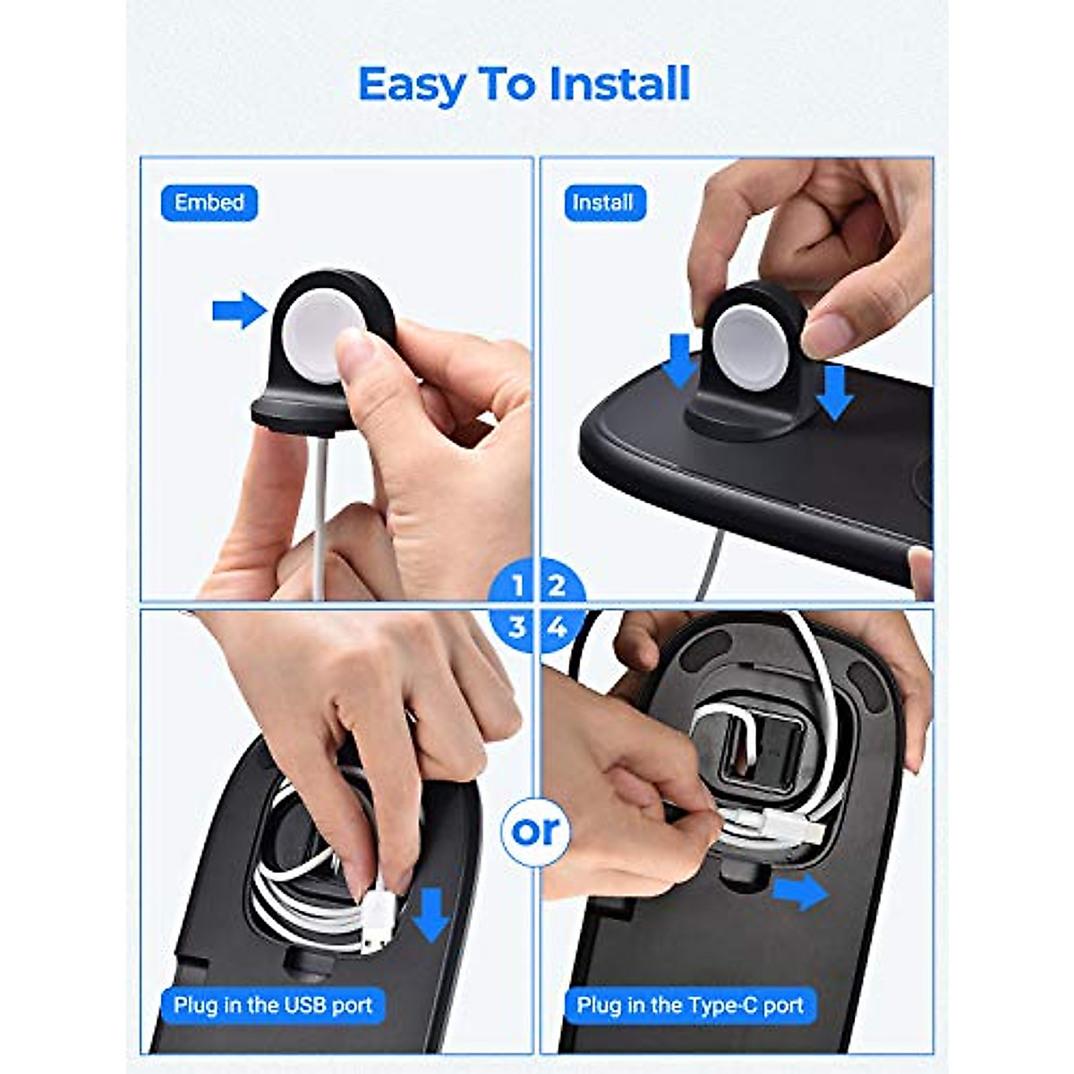 GINRGERS Wireless Charger,2 in 1 Charging Dock with iWatch Stand,iPhone Charger Compatible iphone13/12/11/X/XS Pro Max/ 8, 7/6/SE/5/4/3/2, Galaxy S21/S20/S10/S9/S8, Google, etc, Black