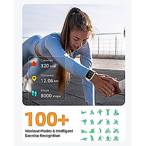 Parsonver Smart Watch for Women, Answer/Make Calls, Alexa Built-in, 1.8" HD Touch Screen Fitness Tracker 100+ Sports Modes IP68 Waterproof, Heart Rate Blood Oxygen Sleep Monitor for Android iOS, GOP01