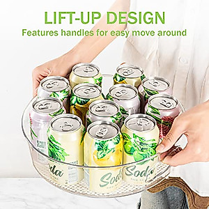 4 Pack Lazy Susan Organizer for Cabinet with Handle, 12 inch Clear Spinning Storage Lazy Susan Turntable for Pantry, Kitchen Sink, Corner Cabinet, Bathroom, Countertop, Non-Skid Liners Included, Round