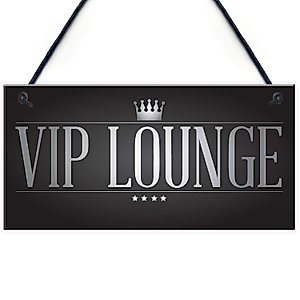 Meijiafei VIP Lounge Vintage Man Cave Pub Home Bar Garden Hanging Sign Plaque BBQ Beer Party Dad Gift 10" X 5"