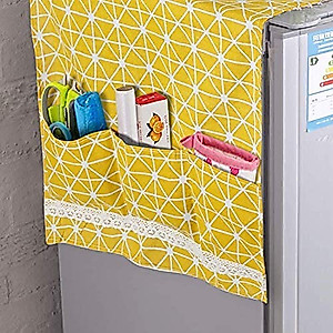 Zollyss Refrigerator Cover Sea Cotton Cloth Anti-dust Cover Fridge Towel dust Cover Freezer Refrigerator Desktop Sundries Washing Machine Organize Storage Bags (Yellow)