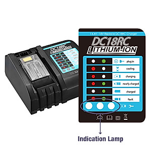BL1830 Replacement Battery(2 Pack) 18V Li-ion 5000mAh Compatible with 194205-3 BL1815 BL1830 BL1845 LXT400 and DC18RC Replacement Fast Charger Compatible with Makita 14.4/18V Li-ion Battery