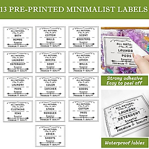 3 Pack Laundry Pods Container & Dryer Sheet Holder, Square Plastic Laundry Room Organization Storage Containers with Lids, 13 Labels & Scoops for Powder, Scent Booster, Pods, Beads, Bath Bombs, Soap