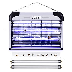 COKIT Bug Zapper Indoor, Powerful 20W Electric Indoor Insect Killer, Bug Zapper, Fly Zapper, Mosquito Killer for Home Kitchen Garage Patio, 2 Extra Replacement Bulbs (with Bug Collection Tray)