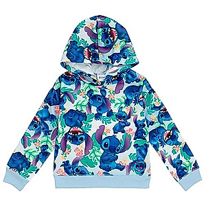 Disney Lilo & Stitch Little Girls Fleece Pullover Hoodie Blue 6